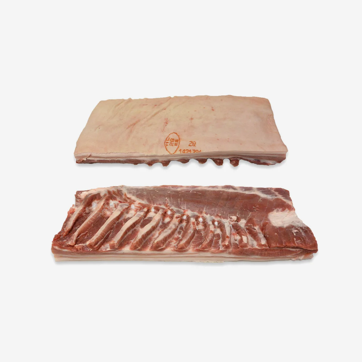 Belly A Single rib w/rind 20/50 - Pork from - Van Rooi